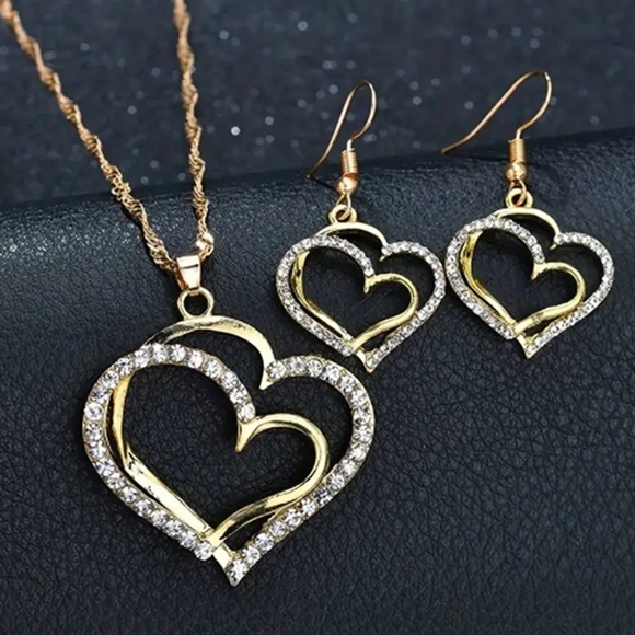 Fashion Jewelry | Jewelry | Double Hollow Love Heart Jewelry Set With ...